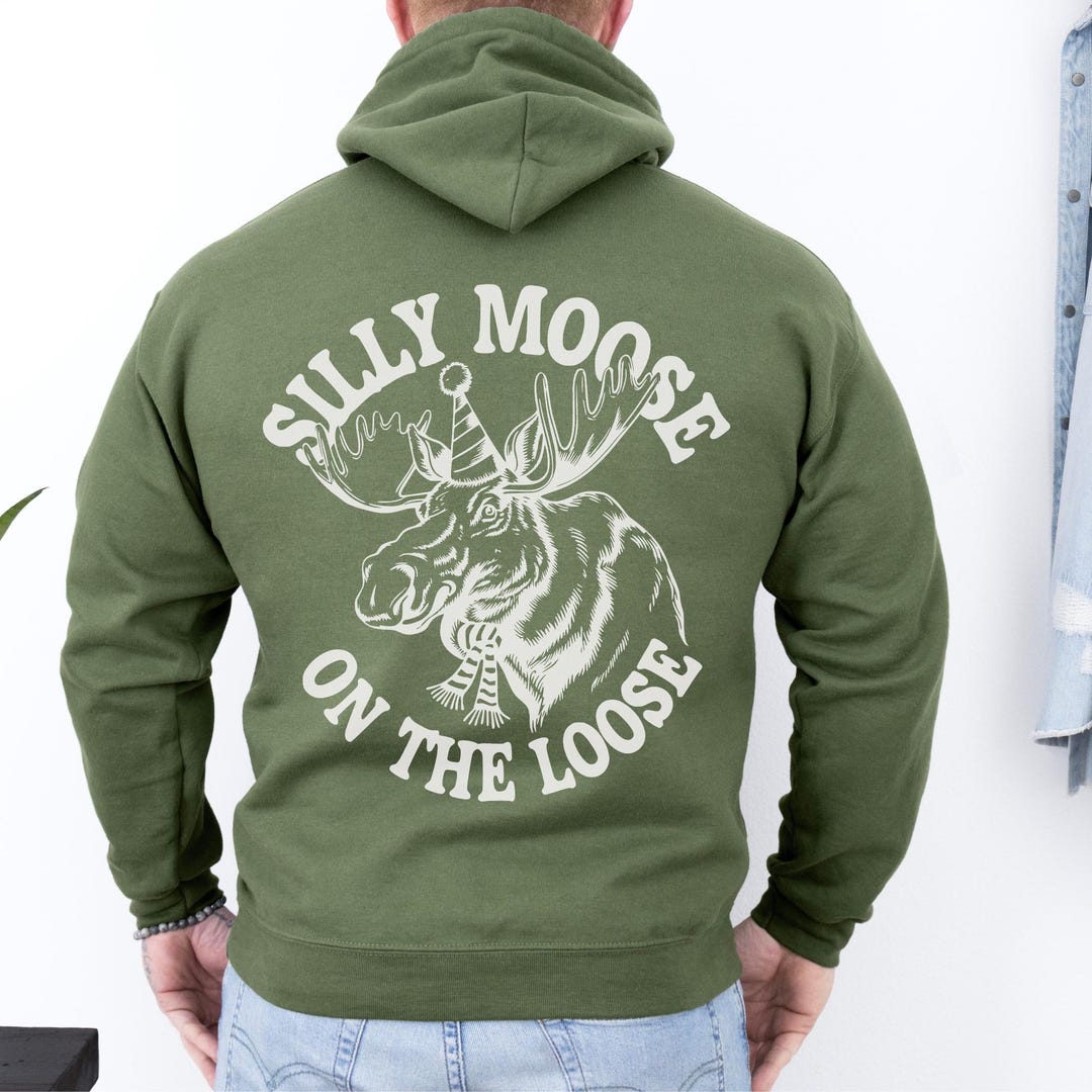 Unisex Bull Moose Graphic Hoodie, Silly Moose on the Loose - Etsy