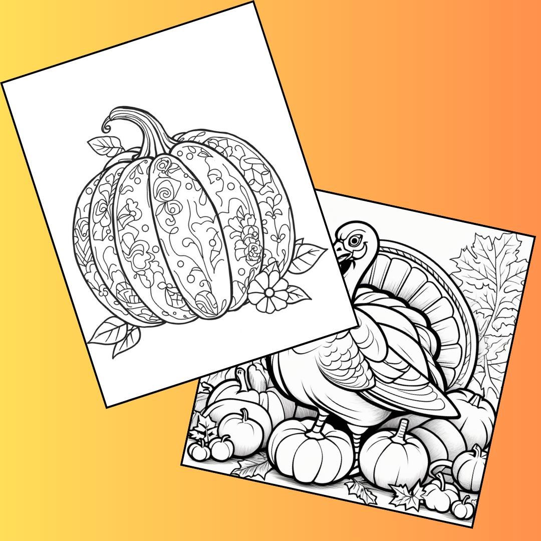 16 Thanksgiving Coloring Pages for Kids Printable - Etsy