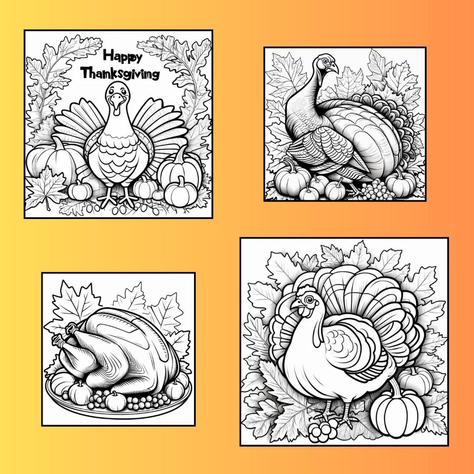 16 Thanksgiving Coloring Pages for Kids Printable - Etsy