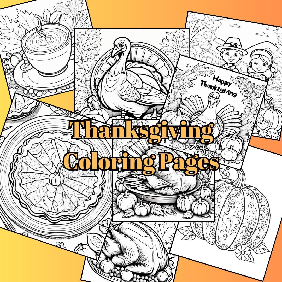 16 Thanksgiving Coloring Pages for Kids Printable - Etsy