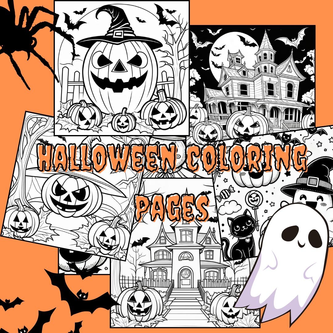 10 Halloween Coloring Pages for Kids Printable Download - Etsy