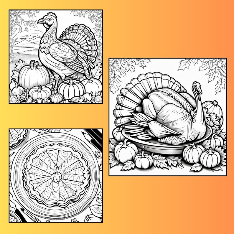 16 Thanksgiving Coloring Pages for Kids Printable - Etsy