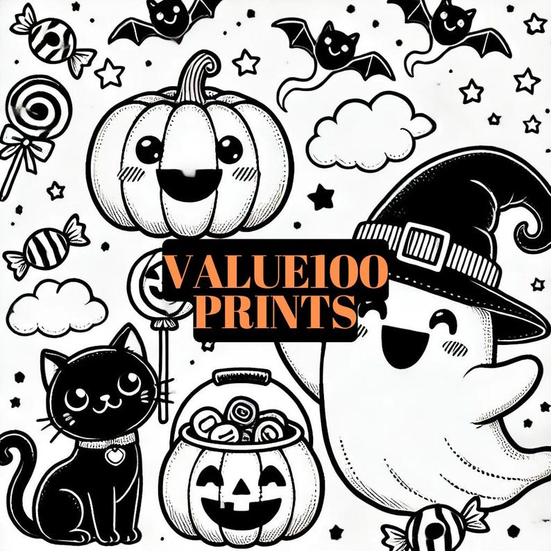 10 Halloween Coloring Pages for Kids Printable Download - Etsy