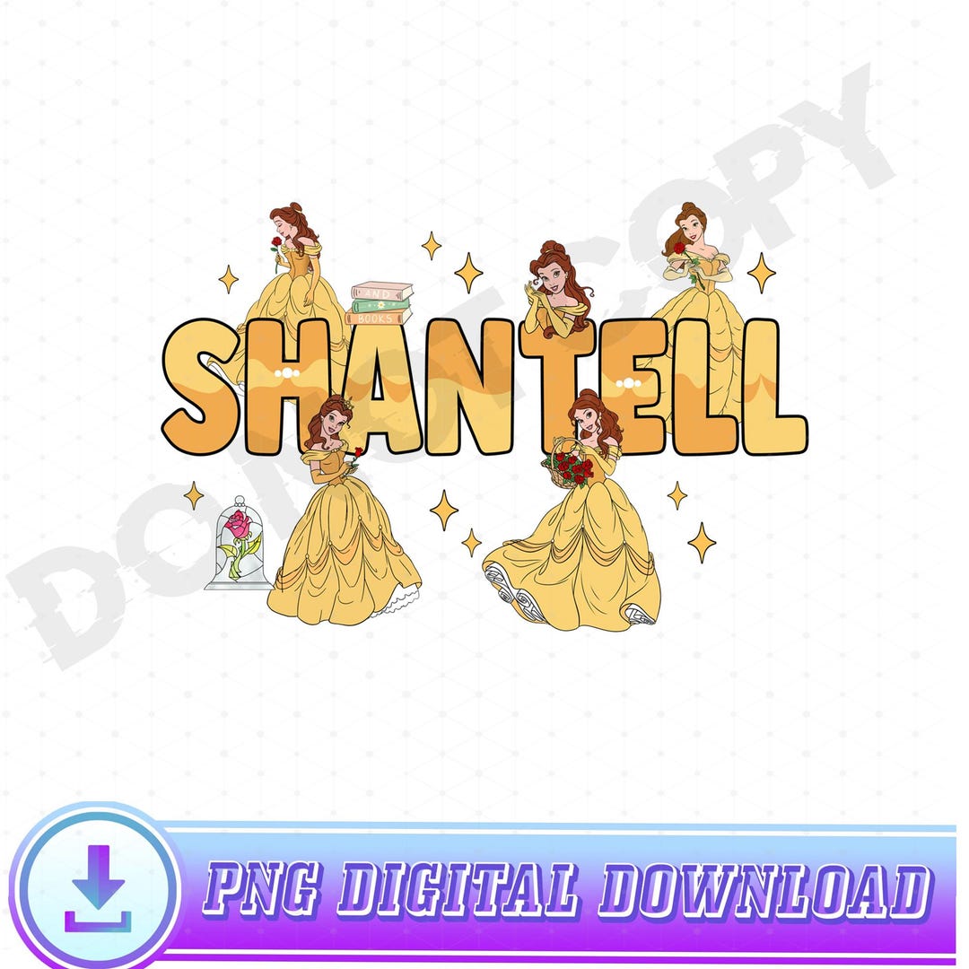 Custom Name Belle Princess PNG, Personalized Princess Birthday Png ...