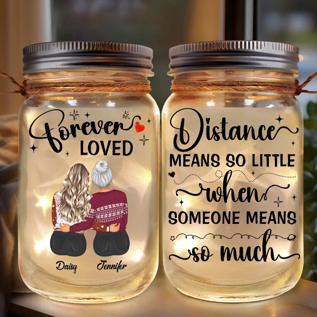 Personalized Best Friends Jar Light, Distance Means so Little When ...