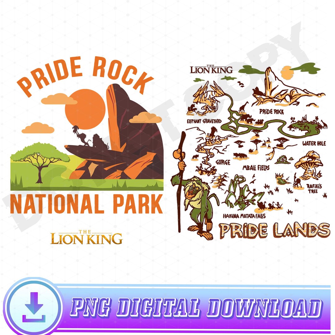 Rafiki Simba Pride Lands Map Lion King PNG, Retro the Lion King ...