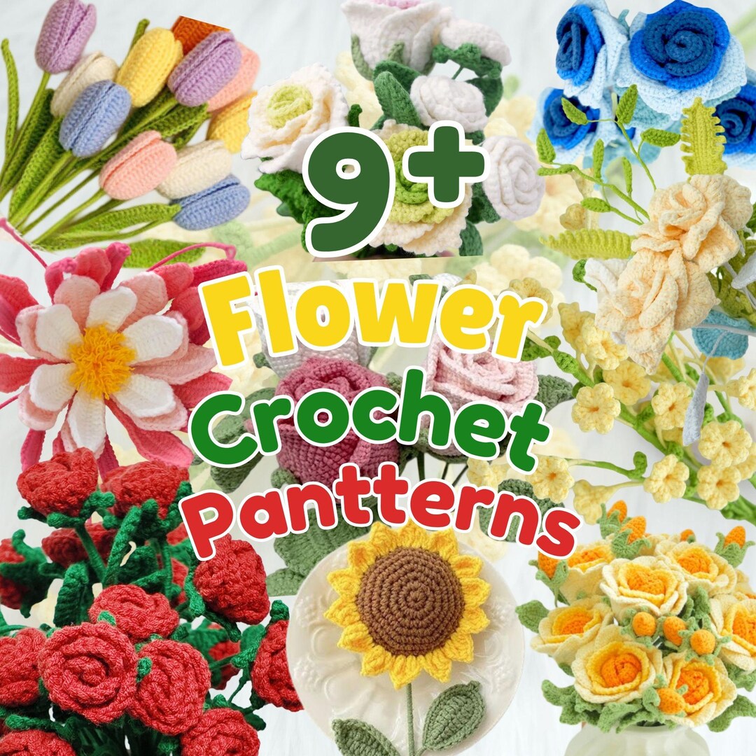 Flower Easter Crochet Pattern Bundle, Crochet Rambling Rose Flower Patterns, Winter Jasmine ...