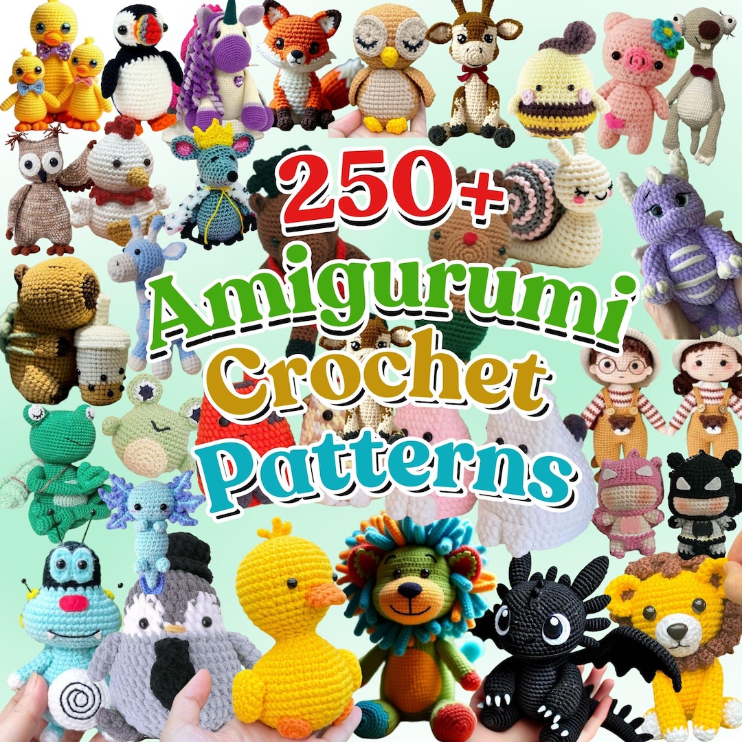 250+ Amigurumi haakpatronen Pdf-bundel, sleutelhanger met dier, cartoon ...