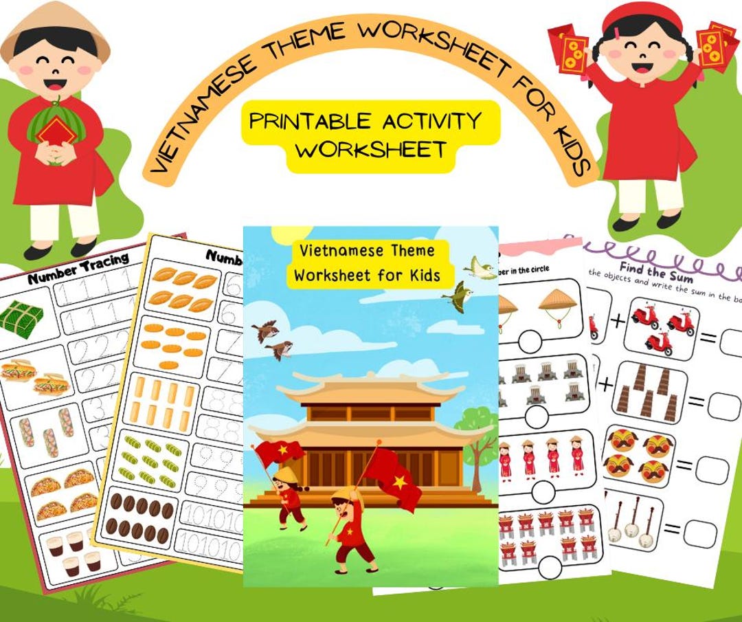 Vietnam Worksheet for Kids Fun Activities on Vietnam Tracing & Counting ...