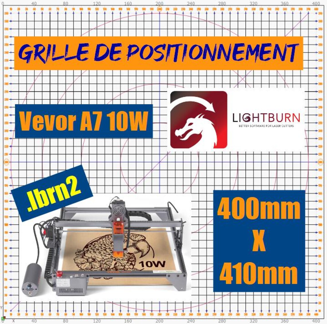 Lightburn File: Precise Positioning Grid for Vevor A7 Laser Engraver ...