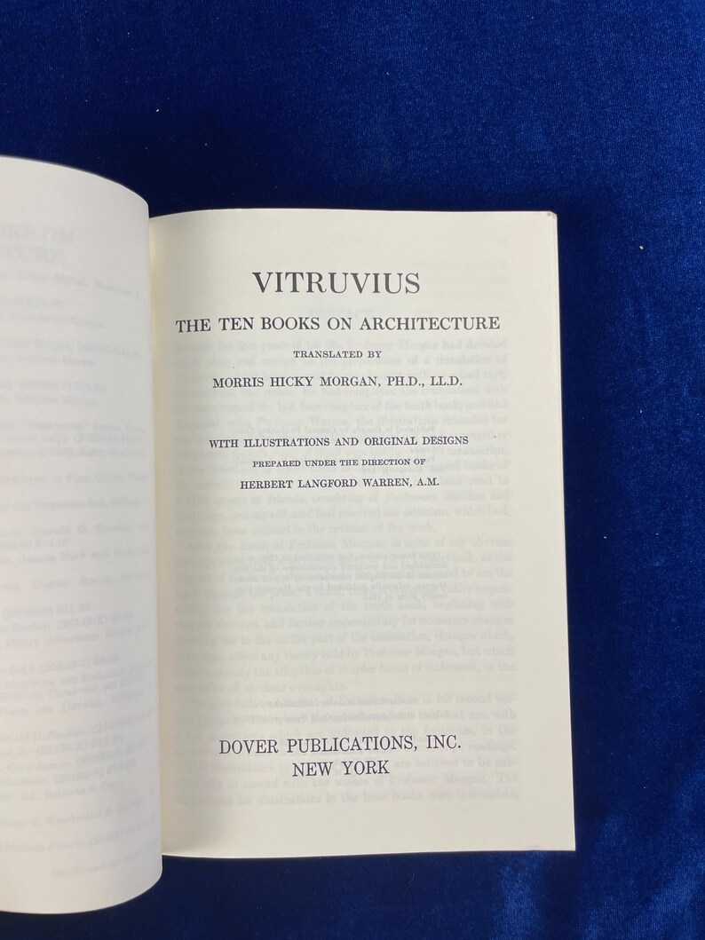 Vitruvius: the Ten Books on Architecture - Dover Edition - Etsy