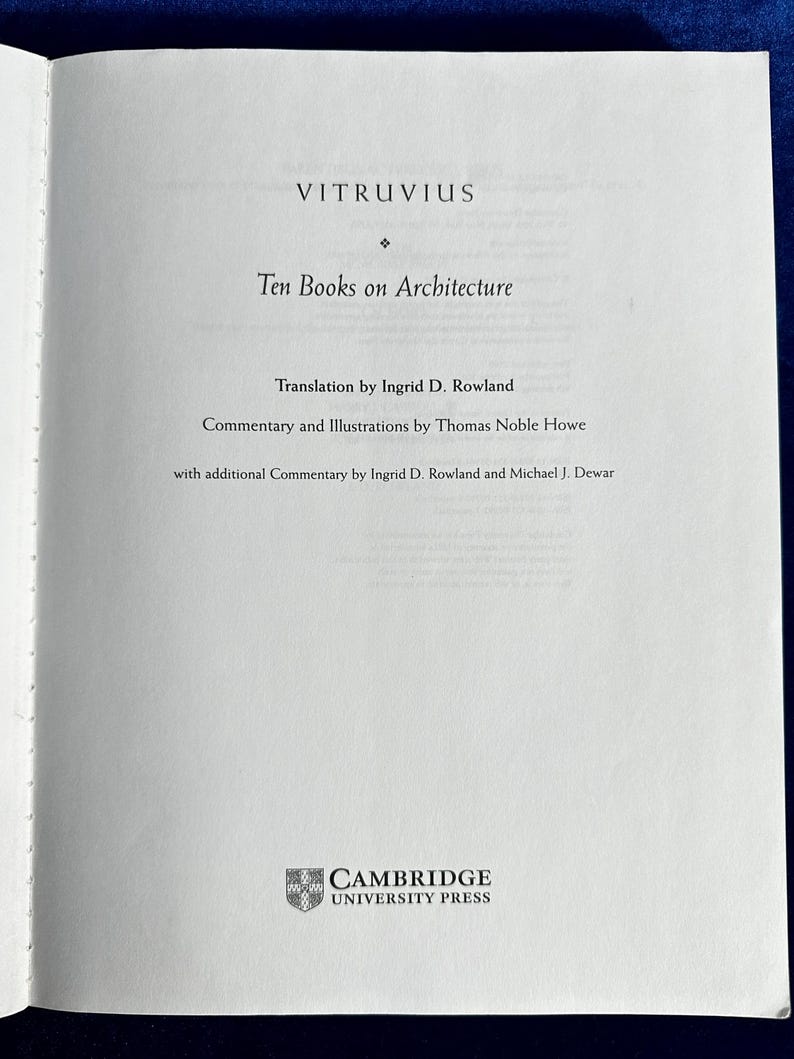 1999 Vitruvius Ten Books on Architecture Edited by Rowland & Howe - Etsy