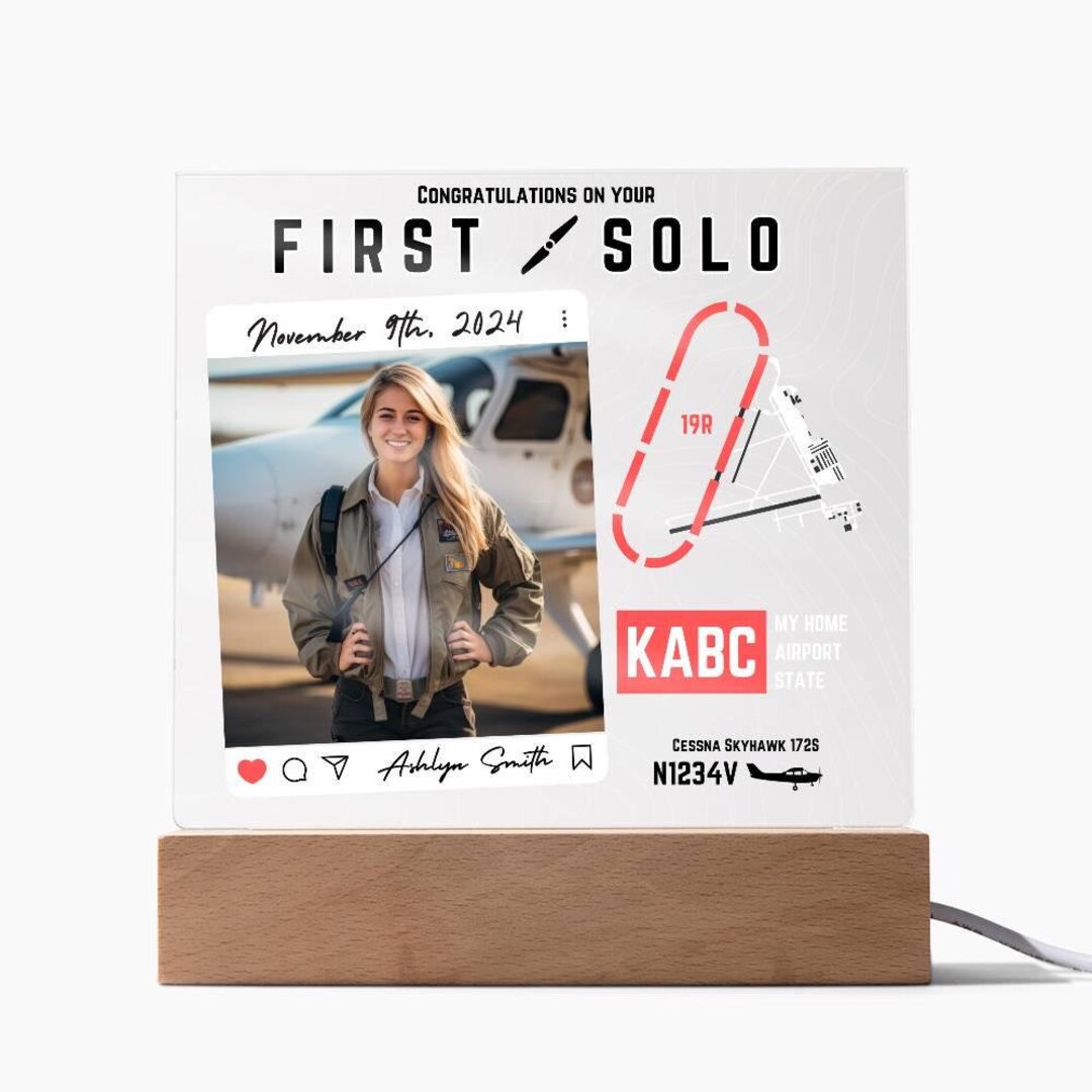 First Solo Flight Plaque, Pilot Gift Unique , Perfect Solo Pilot Gift ...