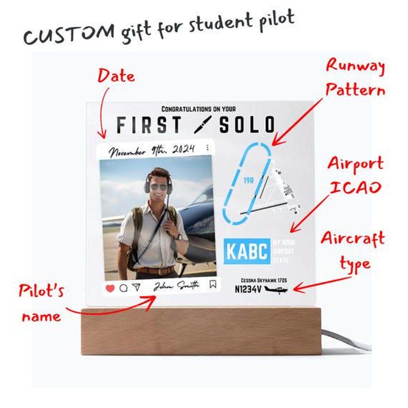 First Solo Flight Plaque Unique Gift for Student Pilots & Women Pilots ...
