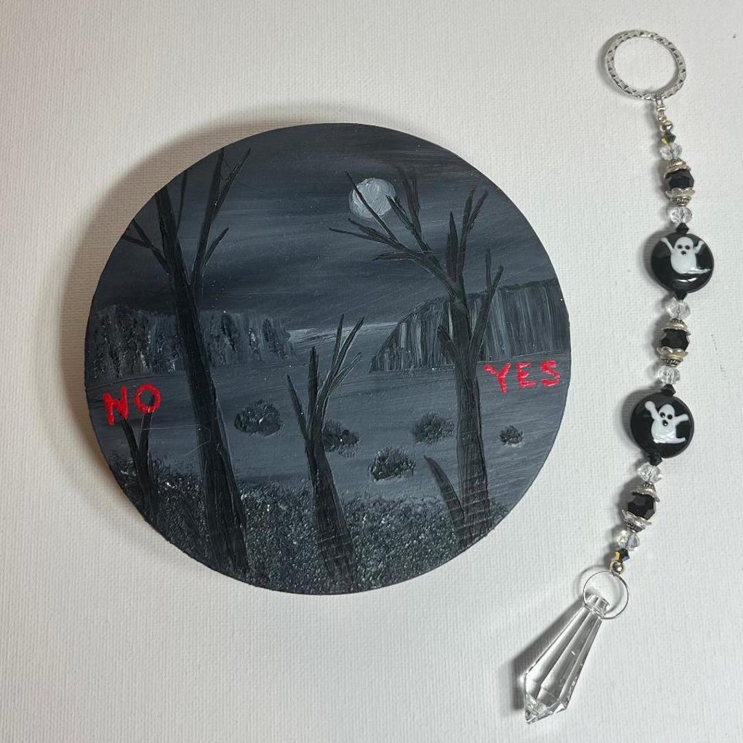 Hand Painted Pendulum Board, Red Crystal Dowsing, Glass Ghost, Wiccan ...