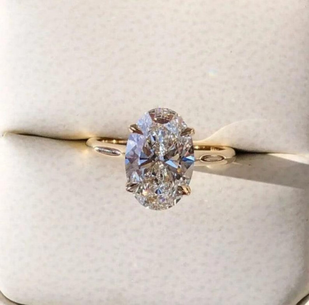 Oval Cut Cathedral Ring Diamond Bridge Ring Classic Oval Diamond ...