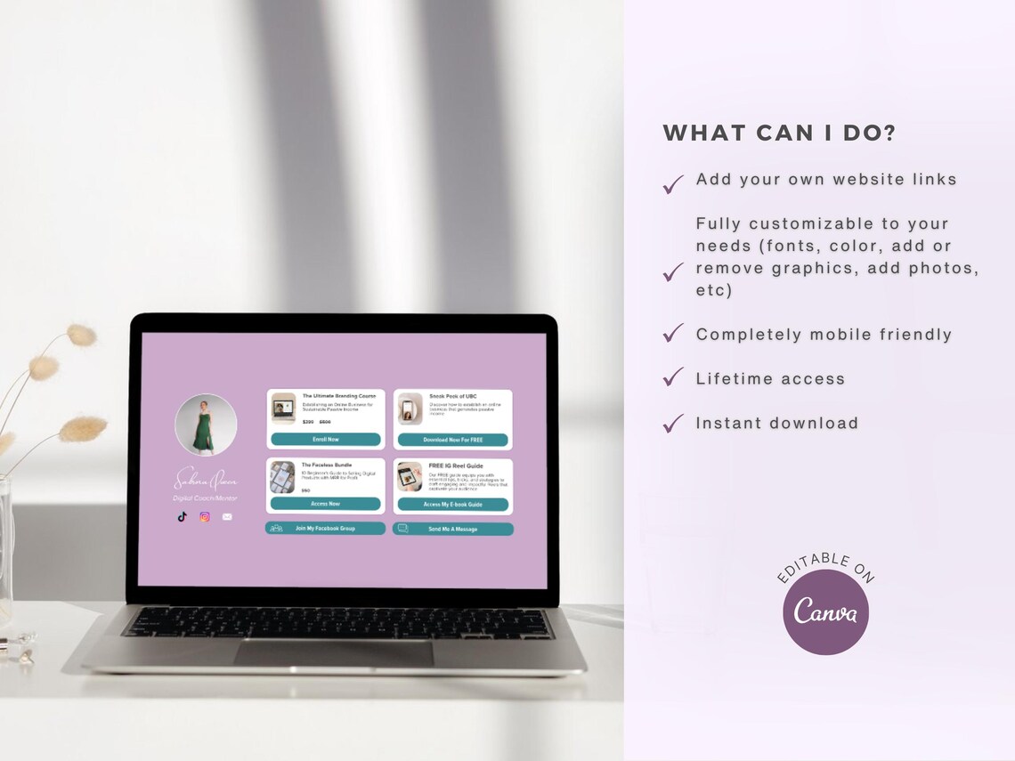 Instagram Link in Bio Template Canva Website DIY Landing Page ...