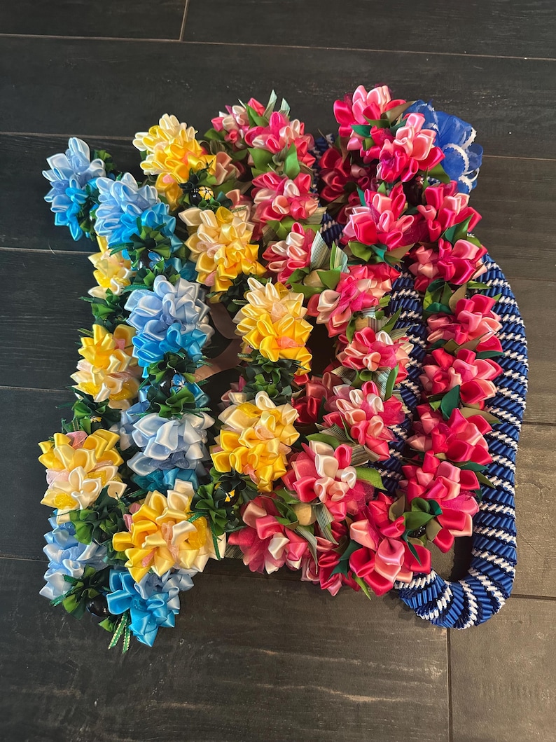 Pink Ribbon Deluxe Lei With Wooden and Kukui Nut Bead for Birthdays ...