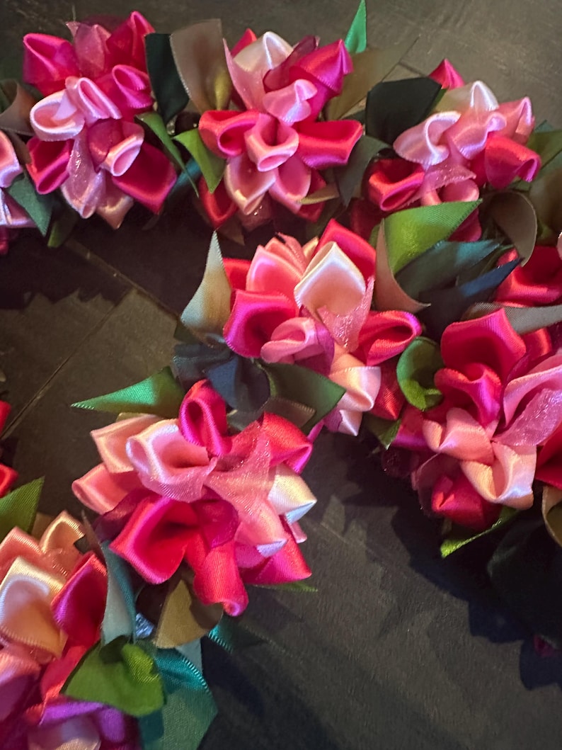 Pink Ribbon Deluxe Lei With Wooden and Kukui Nut Bead for Birthdays ...