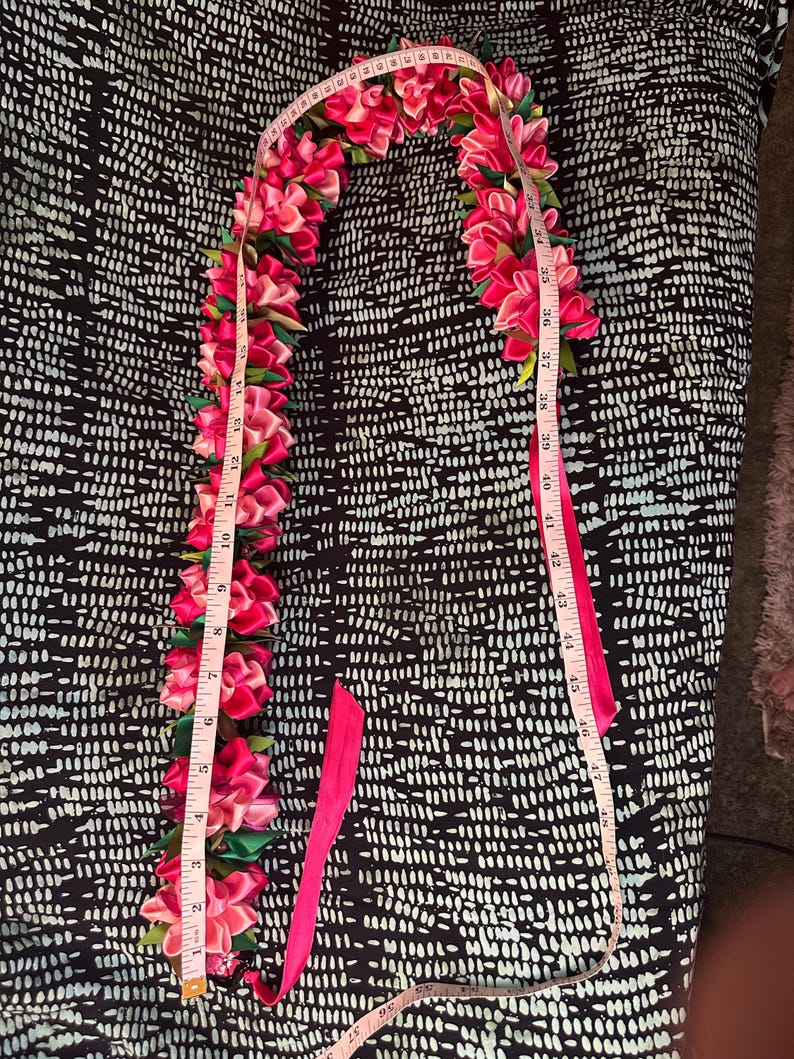 Pink Ribbon Deluxe Lei With Wooden and Kukui Nut Bead for Birthdays ...