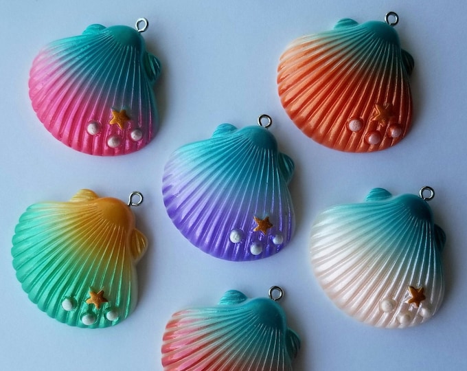 Craft Charm Pendants SEASHELLS Sea Shell Resin Mini Decorations ...