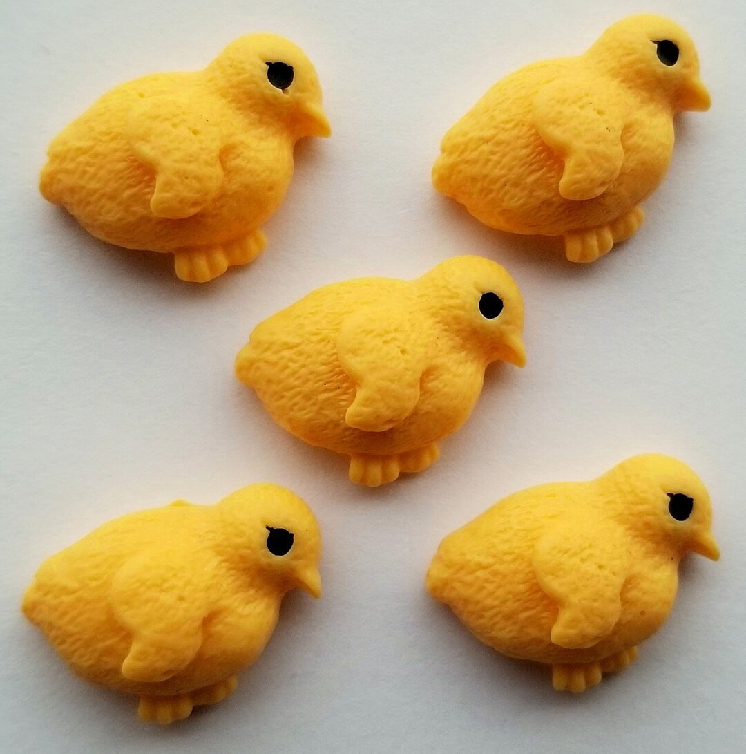 Resin Flat Backs YELLOW CHICK Baby Bird Easter Spring Henny Penny Craft ...
