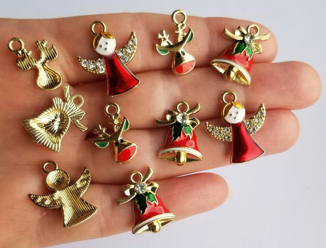 Alloy Enamel Pendants CHRISTMAS Angel Bells Holly Reindeer Rudolph ...