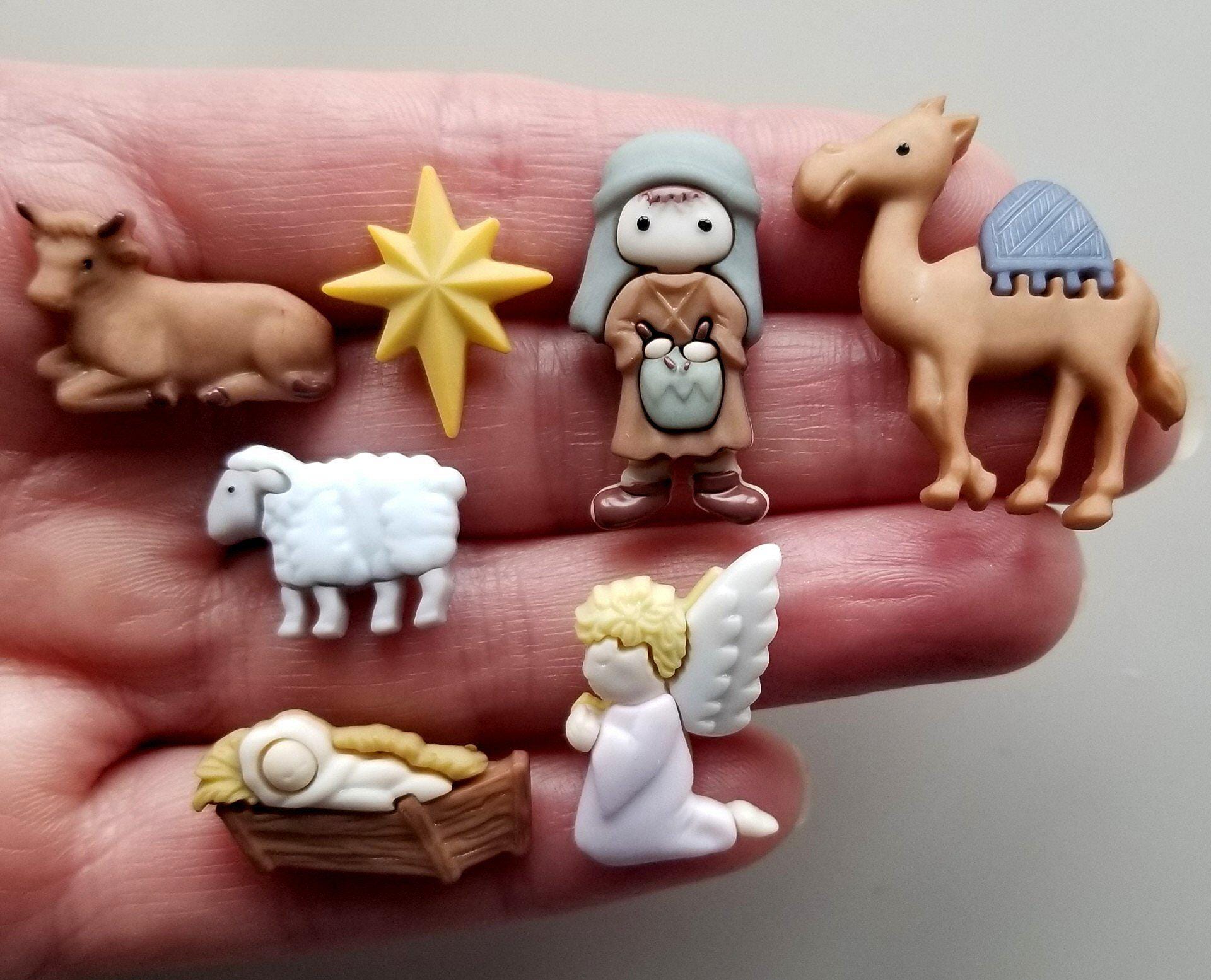 Craft Buttons NATIVITY Christmas Baby Jesus Christ Mary Joseph Three ...