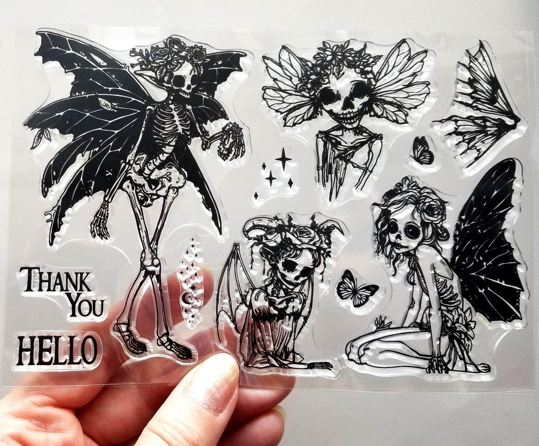 Clear Stamps SKELETON GOTH FAIRY Halloween Rubber Stamping Scrapbook ...