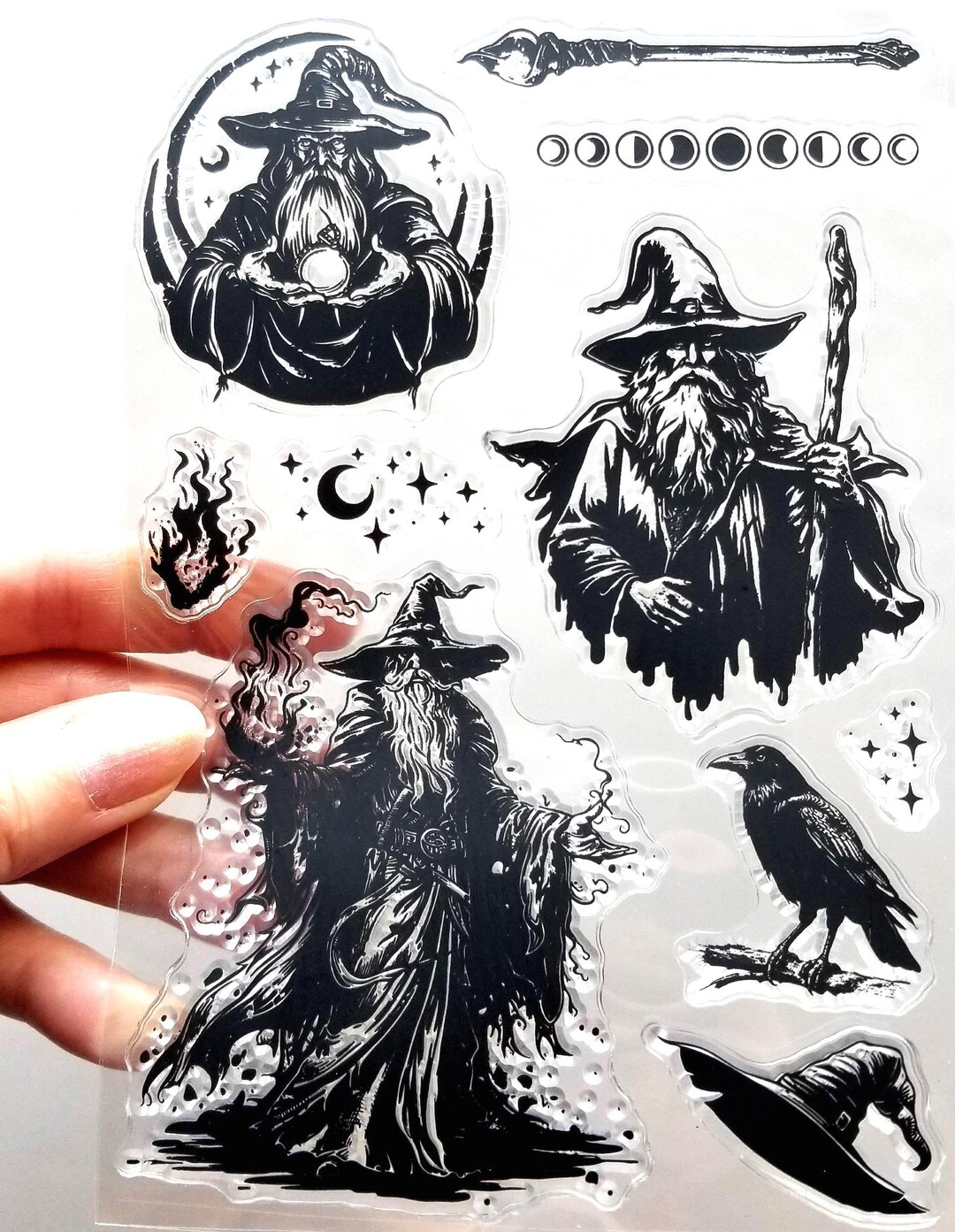 Clear Stamps WIZARD WARLOCK Fantasy Magic Rubber Stamping Scrapbooking ...