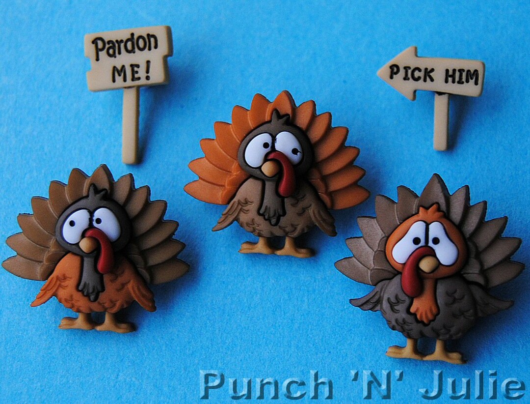 Craft Buttons TURKEY TROT Thanksgiving Fall Autumn Christmas Bird Farm ...