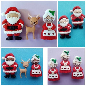 Craft Buttons MR and MRS CLAUS Father Christmas Santa Suit Reindeer ...