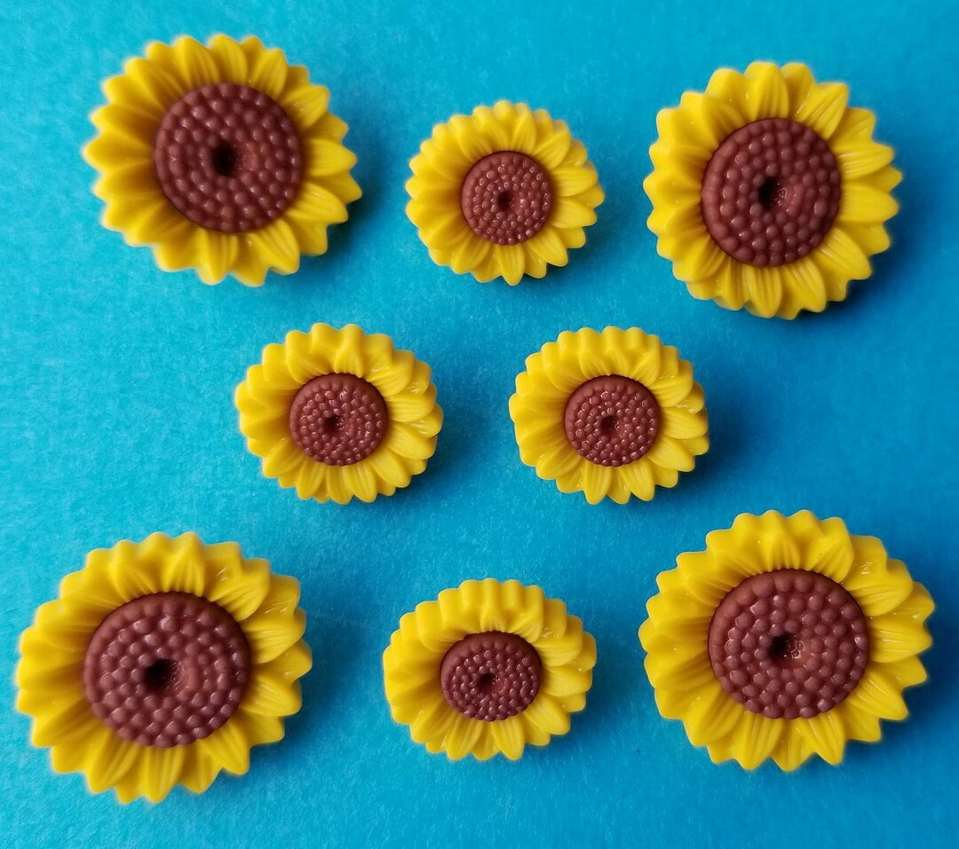 Craft Buttons SUNFLOWER FIELDS Sun Flower Heads Autumn Fall Summer ...