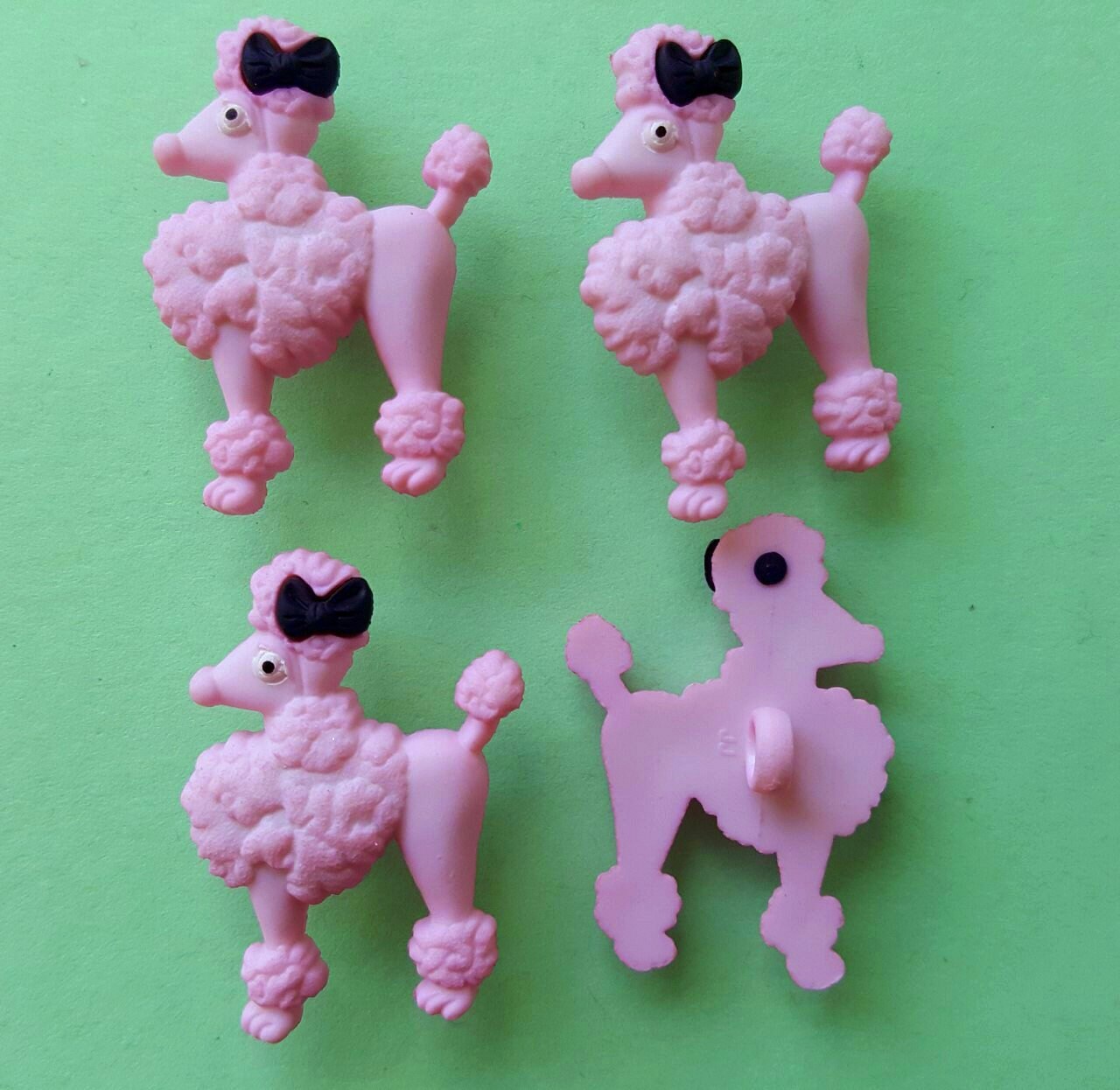 PINK POODLE Craft Buttons Dog Show Pup Puppy Doggy Black Bow | Etsy