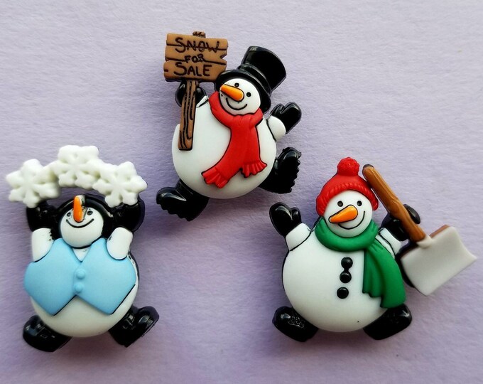 Craft Buttons ROLY POLY SNOWMEN Christmas Snowman Scarf Hat Snow Dress ...