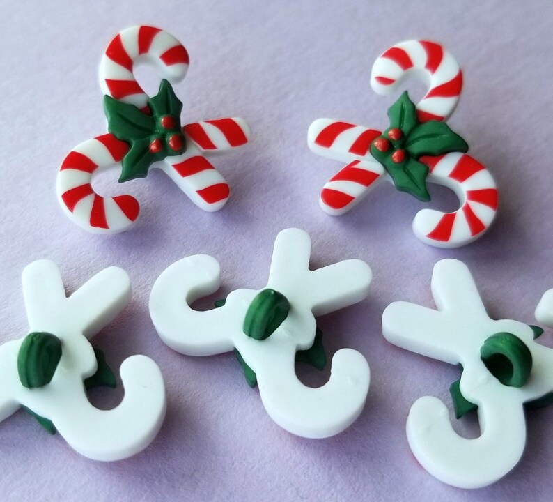 Craft Buttons HOLLY CANDY CANES Christmas Eve Sweet Peppermint - Etsy
