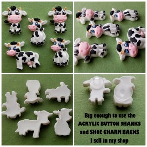 Resin Flat Backs FARM ANIMALS Craft Cabochons Pig Cow Scarecrow Duck ...