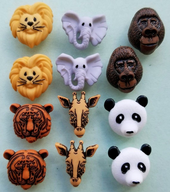 Craft Buttons ANIMAL WORLD Safari Panda Lion Tiger Giraffe - Etsy