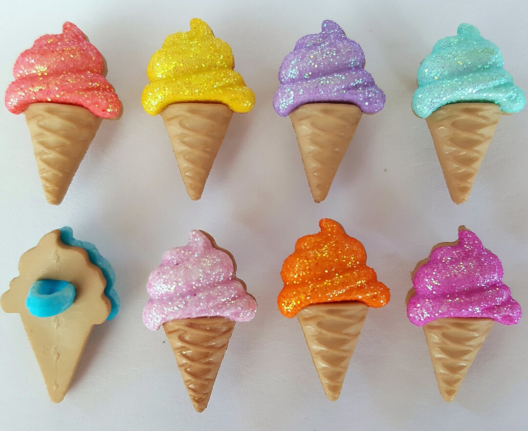 Dress It up Craft Buttons Bright Glitter ICE CREAM CONES Seaside Beach ...