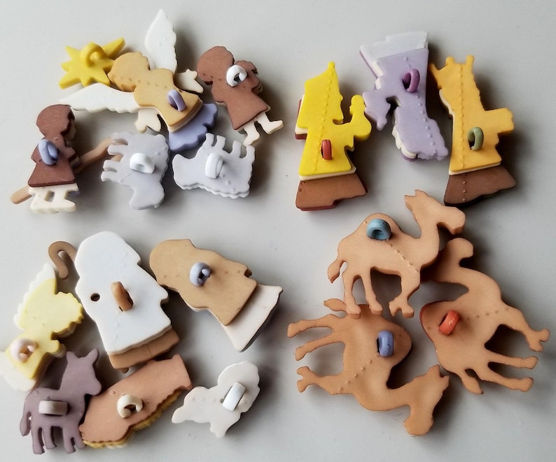Craft Buttons NATIVITY Christmas Baby Jesus Christ Mary Joseph Three ...