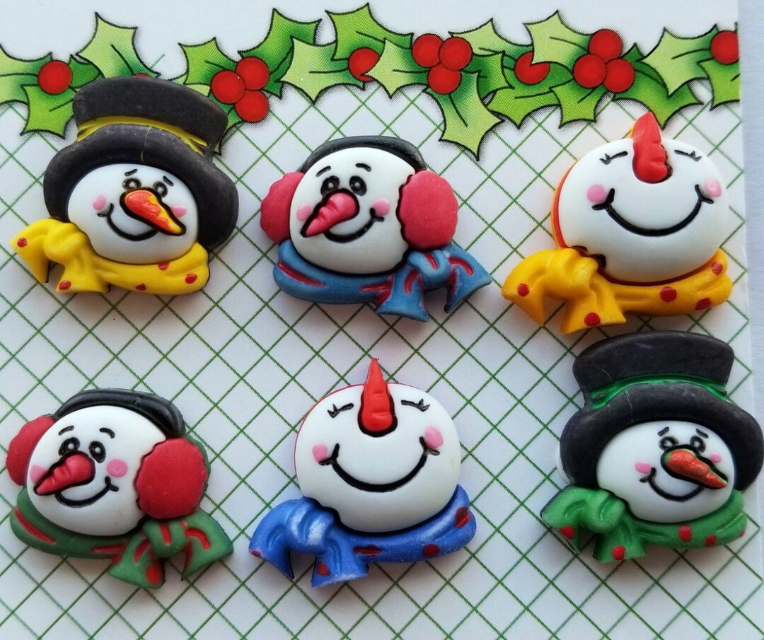 SNOWMEN MEDLEY 3D Buttons Galore Christmas Happy Snowman Snow - Etsy