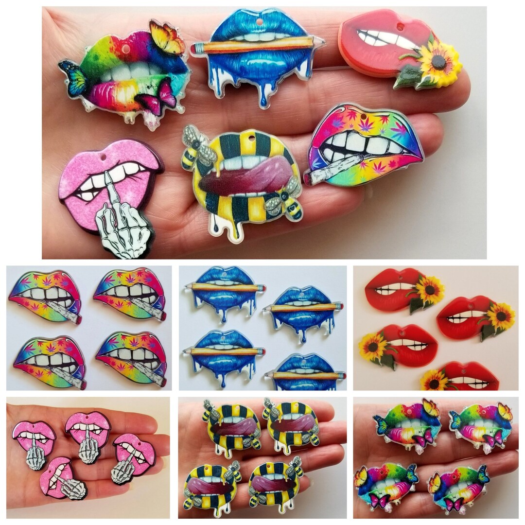 Acrylic Craft Pendant LIPS Mouth Teeth Tiny Hanging Decorations ...