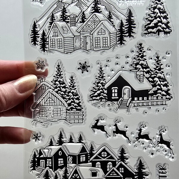 Winter Cabin Stamp - Etsy