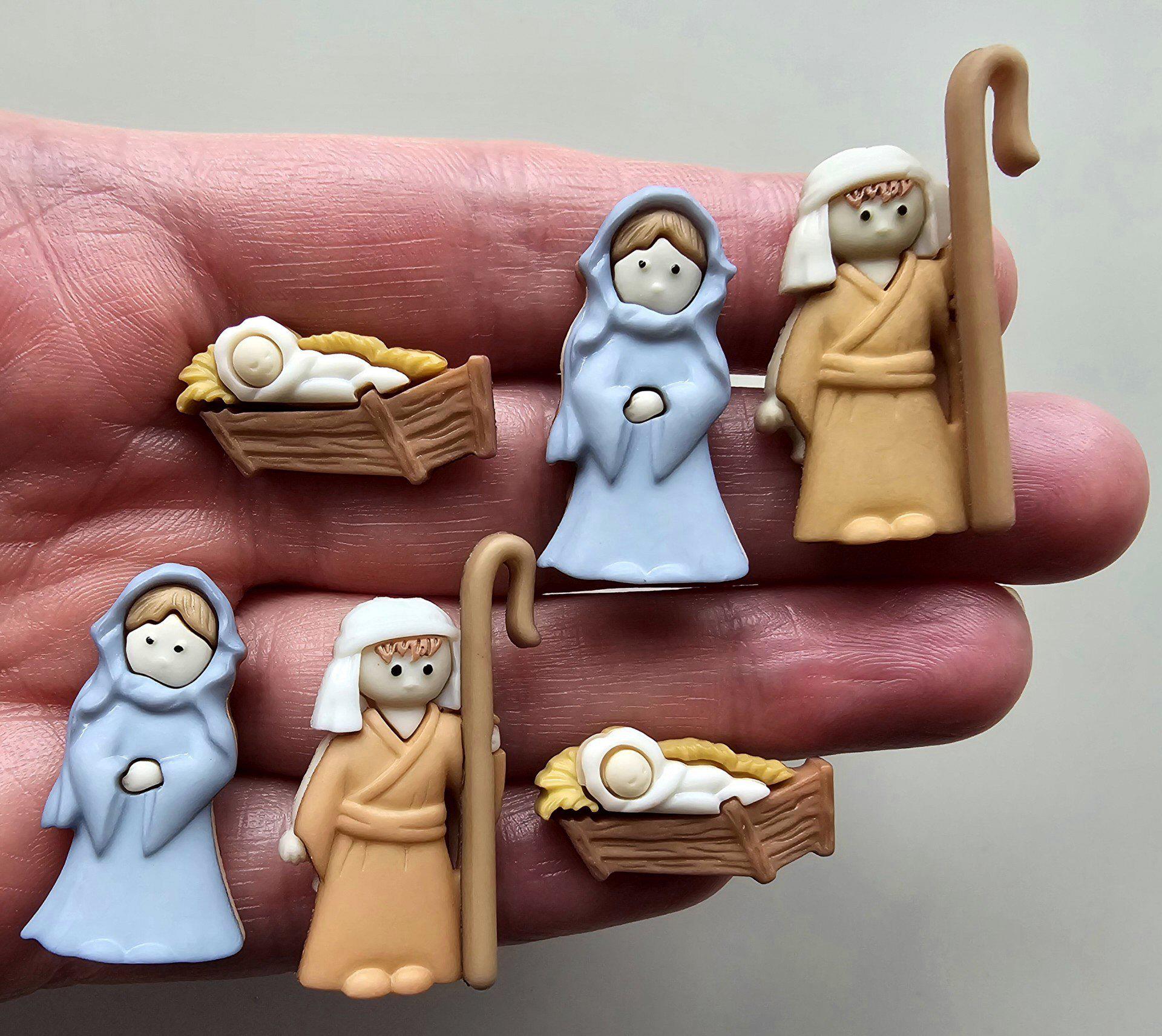 Craft Buttons NATIVITY Christmas Baby Jesus Christ Mary Joseph Three ...