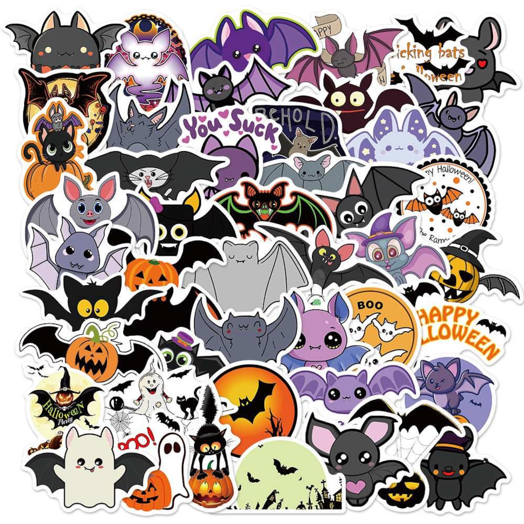 50 X MIXED BATS Halloween Cute Vinyl PVC Stickers Party Bags - Etsy