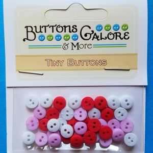 BG SWEETHEART Tiny Round Craft Buttons Sewing Quilting Pink Red White ...