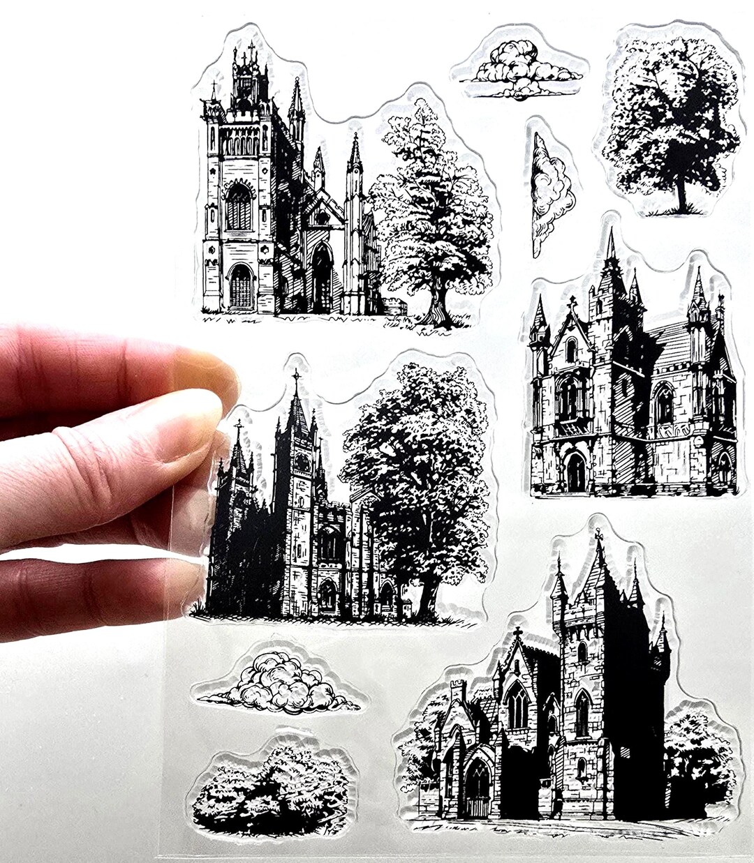 Clear Stamps CHURCH CHURCHES Religion Christian Easter Rubber Stamping ...