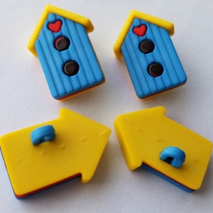 Craft Buttons Galore BLUE BIRDHOUSES Bird House Garden Spring Fling ...