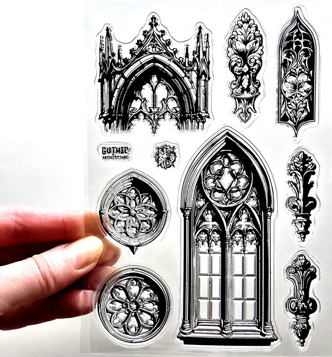 Clear Stamps GOTHIC ARCHITECTURE Church Window Rubber Stamping Card ...