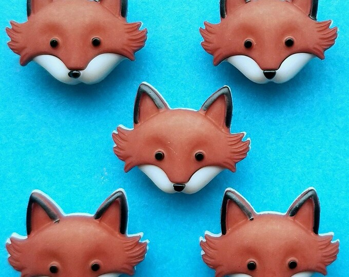 FOX FACE Craft Buttons Farm Wild Animal Red Fox Out Foxed Brown Novelty ...